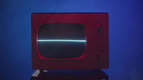 Old Vintage Television On Blue Neon Stock Footage Video (100% Royalty ...