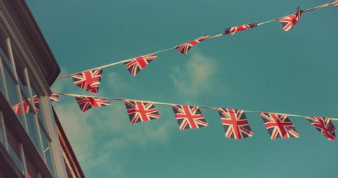 Union Jack Flags Flying Houses Streets Stock Footage Video (100% ...