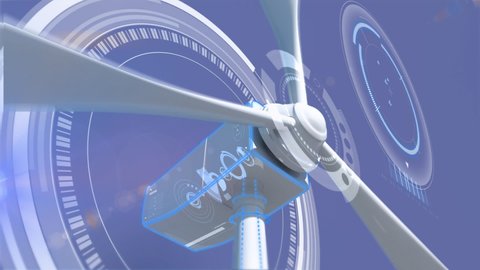 Animation Rotating Wind Turbine Mechanism Over Stock Footage Video (100 ...