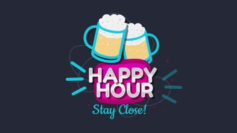 Happy Hour Animated Pop Motion Graphic Stock Footage Video (100% ...