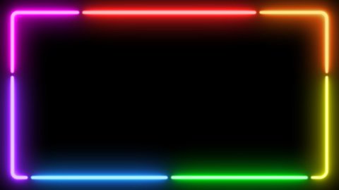 Rainbow Neon Frame Alpha Video Transparent Stock Footage Video (100% ...
