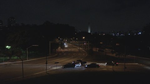 Cars Leaving Traffic Light During Night Stock Footage Video (100% ...