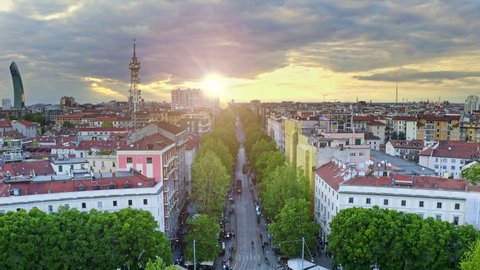 Milano City Aerial View Flying Drone Stock Footage Video (100% Royalty ...