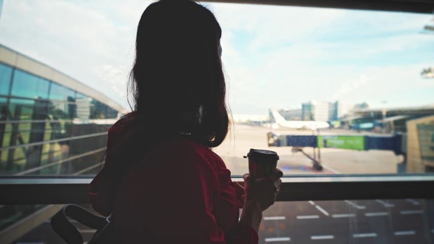 Young Woman Drinking Coffee Standing Waiting Stock Footage Video (100% ...