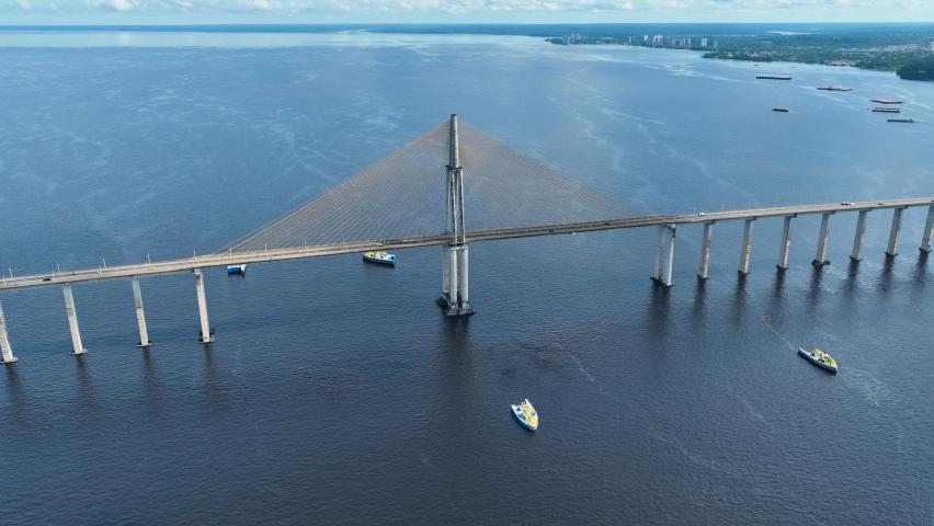 downtown manaus brazil famous cable stayed Stock Footage Video (100% ...