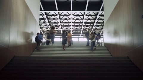 Energetic Teenage Students Running Upstairs School Stock Footage Video ...