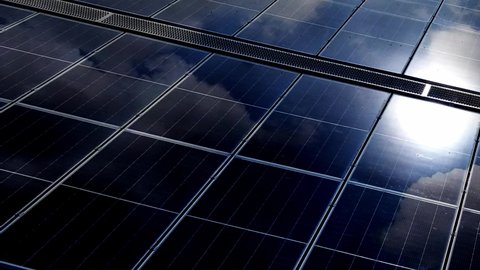 Solar Panels Receiving Light Sun Solar Stock Footage Video (100% ...