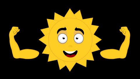 Loop Animation Cartoon Sun Character Flexing Stock Footage Video (100% ...