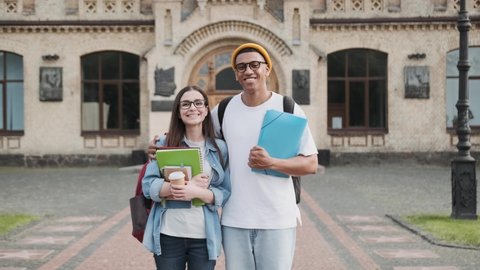 Two Students Standing Together Near University Stock Footage Video (100 ...