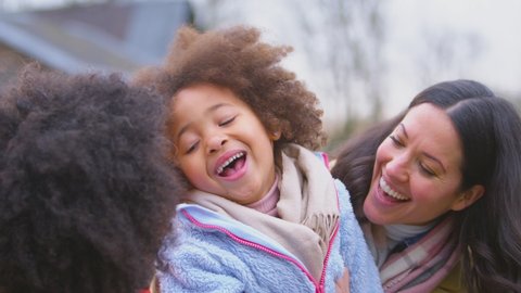 Portrait Family Two Mums Outdoors On Stock Footage Video (100% Royalty ...