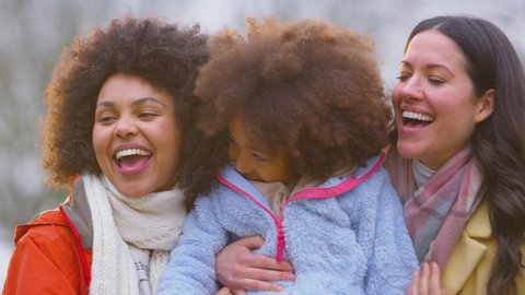 Portrait Family Two Mums Outdoors On Stock Footage Video (100% Royalty ...