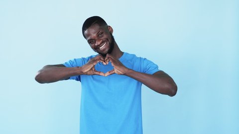 Supportive Black Man Heart Gesture Racial Stock Footage Video (100% ...