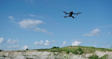 Drone Hanging Air On Sky Background Stock Footage Video (100% Royalty ...