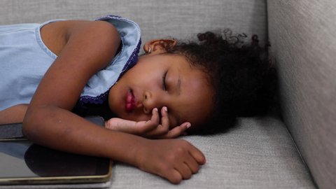Portrait African American Kid Girl Sleeping Stock Footage Video (100% ...