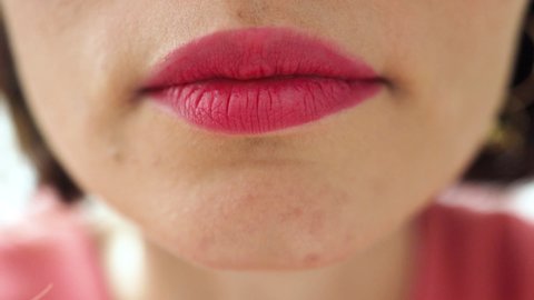Closeup Woman Lips Excited Surprised Amazed Stock Footage Video (100% ...