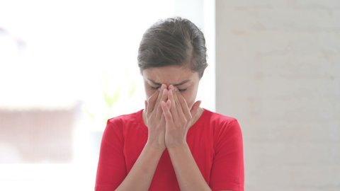Portrait Crying Indian Woman Looking Sad Stock Footage Video (100% ...