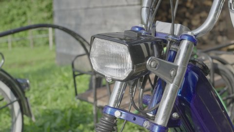 Closeup Vintage Tuned Moped On Tour Stock Footage Video (100% Royalty ...