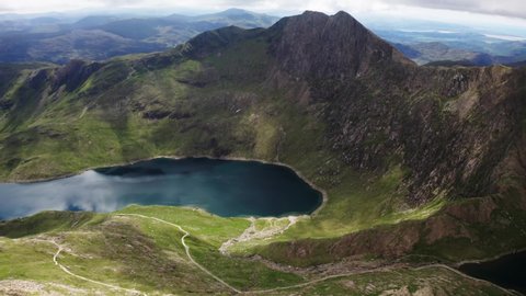 Aerial View Minors Track Going Snowdon Stock Footage Video (100% ...
