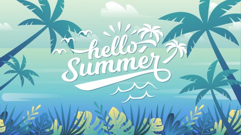 Hello Summer Animation Background Summer Time Stock Footage Video (100% ...