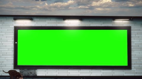 Green Screen Outdoor Advertising Wall Cloudy Stock Footage Video (100% ...