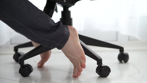 Barefoot Mens Feet On Office Chair Stock Footage Video (100% Royalty ...