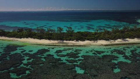 Crescent Shaped Island Among Pristine Coral Stock Footage Video (100% ...