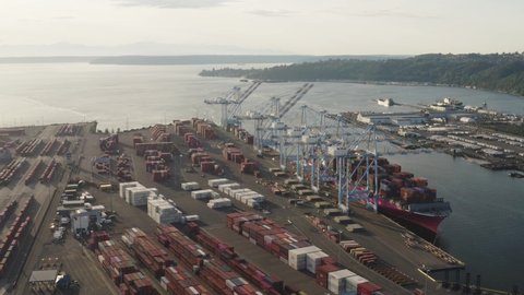 Freight Containers Quay Cranes Husky Terminal Stock Footage Video (100% ...