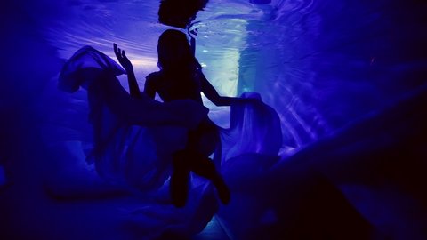 Enigmatic Female Figure Floating Darkness Inside Stock Footage Video ...