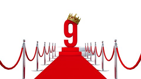 3d Animation Number Nine Wearing Crown Stock Footage Video (100% ...