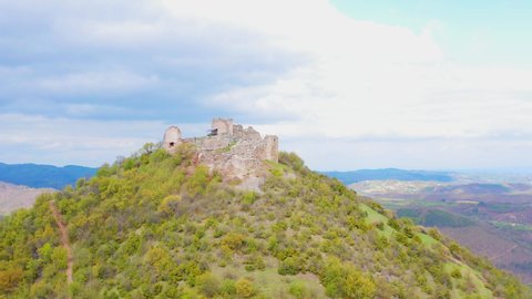 Medieval Castle Koznik Drone Shot Moving Stock Footage Video (100% ...