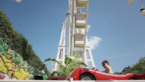 Theme Park Race Cars Ride 60fps Stock Footage Video (100% Royalty-free ...