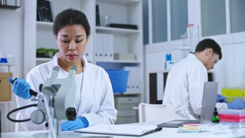 Busy Microbiology Lab Scientist Looking Sample Stock Footage Video (100 ...