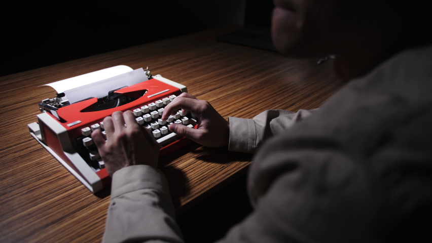 Man Types Text On Typewriter Scene Stock Footage Video (100% Royalty ...