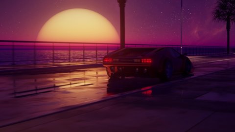 80s Retro Synthwave Style 3d Render Stock Footage Video (100% Royalty-free) 1091641517 ...