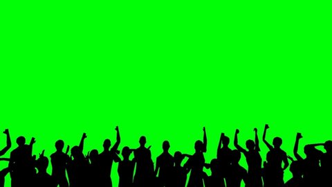 Crowd Cheering Silhouette On Green Screen Stock Footage Video (100% ...