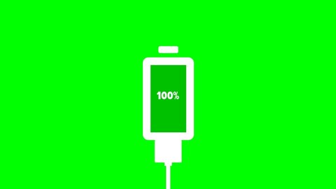 Battery Icon Symbol Charged Greenscreen Animation Stock Footage Video ...