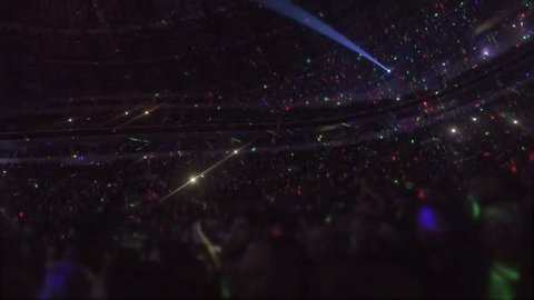 Amazing Light Effects Arena Thousands People Stock Footage Video 100