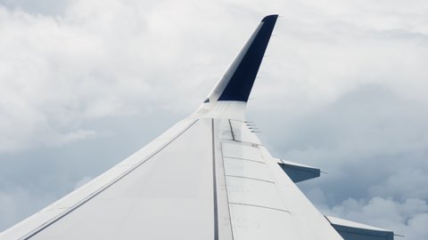 Wing Airplane Leaning Down Changing Direction Stock Footage Video (100% ...