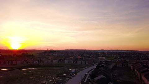 Breathtaking Sunset Over Small Residential Community Stock Footage ...