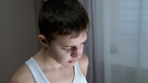 Portrait Guilty Talking Child Looking Down Stock Footage Video (100% ...