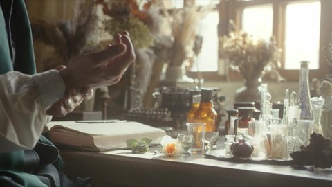 Closeup Perfumer His Desk Looking New Stock Footage Video (100% Royalty ...