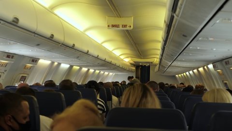Flight Attendant Performing Preflight Safety Demonstration Stock ...