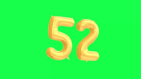 Gold Helium Balloon Number 52 Green Stock Footage Video (100% Royalty ...