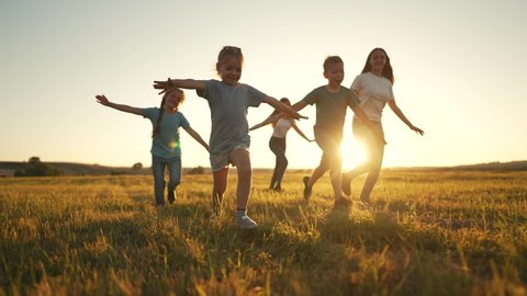 Happy Family Children Summer Outdoorschildren Run Stock Footage Video ...