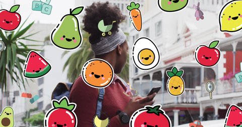 Animation Food Toys Icons Over African Stock Footage Video (100% ...