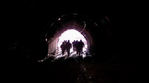 Group Miners Leaving Mine 4k Resolution Stock Footage Video (100% ...