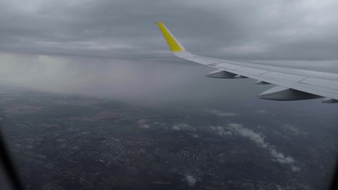 Flight Airplane During Thunderstorm Lightning Discharge Stock Footage ...