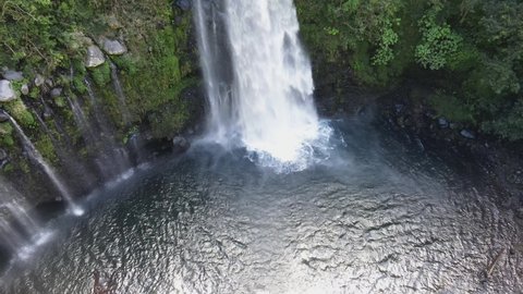 Topdown Drone Footage Grand Bassin Waterfall Stock Footage Video (100% ...