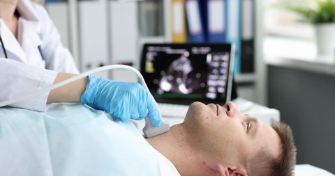 Thyroid Scan On Ultrasound Scanner Machine Stock Footage Video (100% ...