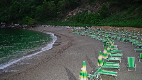 Sun Loungers Umbrellas On Sassolini Beach Stock Footage Video (100% ...